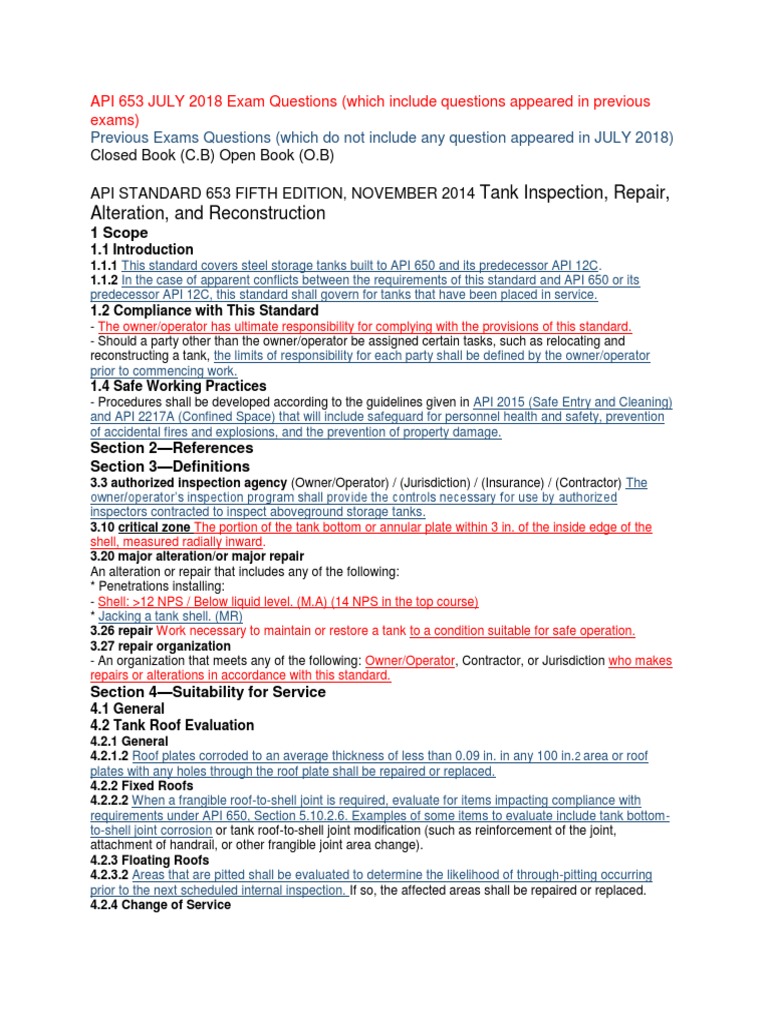 Api 653 Exam 2018 | Download Free PDF | Corrosion | Fracture