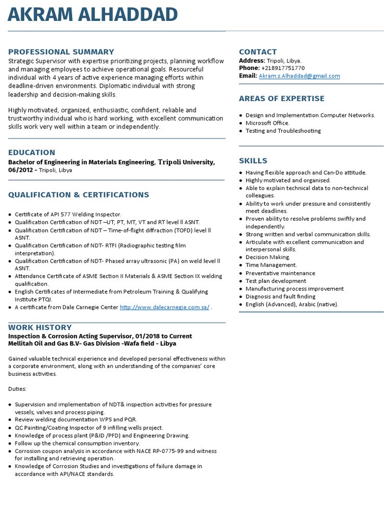 Akram CV | PDF | Nondestructive Testing | Corrosion