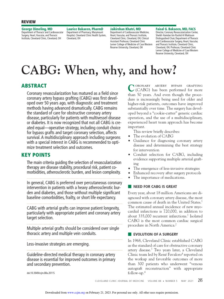CABG Article | PDF | Coronary Artery Bypass Surgery | Percutaneous ...