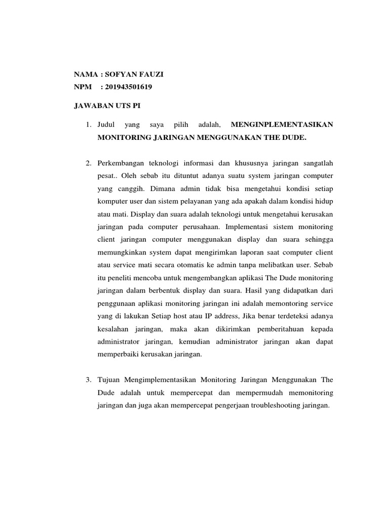 UTS PI - S6M - Sofyan Fauzi | PDF