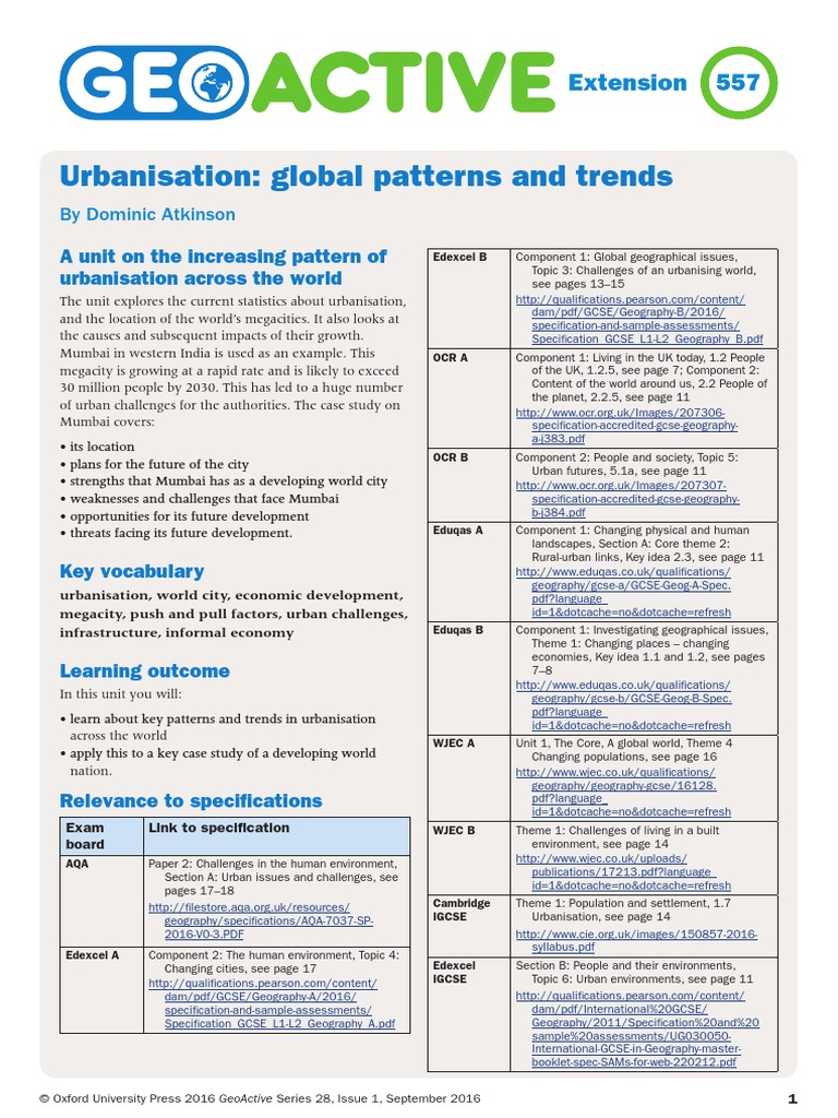 02 Geoactive Urbanisation Extension Activities 830921 - GA - 557 - EXT | PDF | Urbanization | Slum