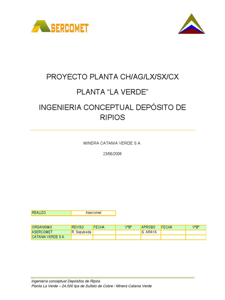 Diseno Depositos de Ripios | Descargar gratis PDF | Cobre | Minería