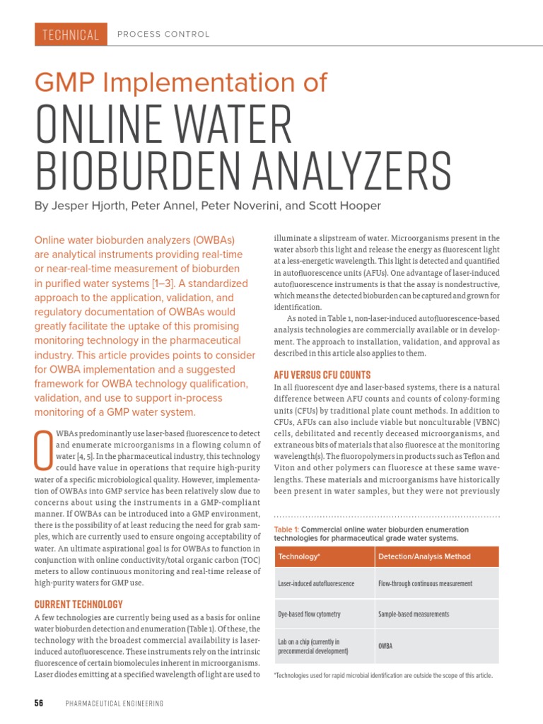 PE - JanFeb21 - GMP Implementation of Online Water Bioburden Analyzers ...