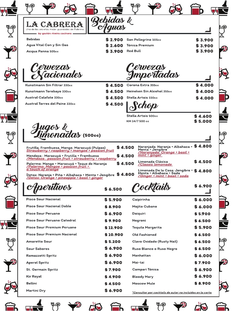 La Cabrera Carta - Actual2022 - Compressed | PDF | Vino | Uva