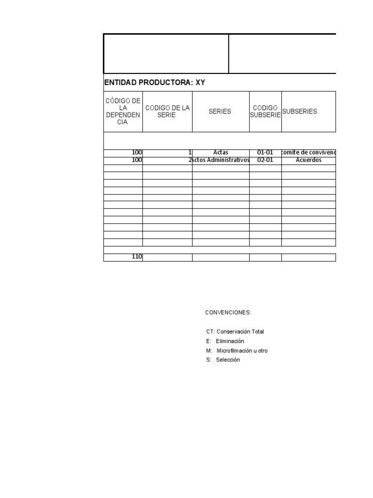 Formato Tabla de Retencion Documental - 01 | PDF