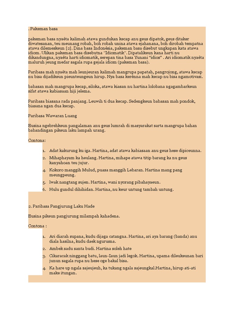 Pakeman Basa, Babasan Jeung Paribasa | PDF