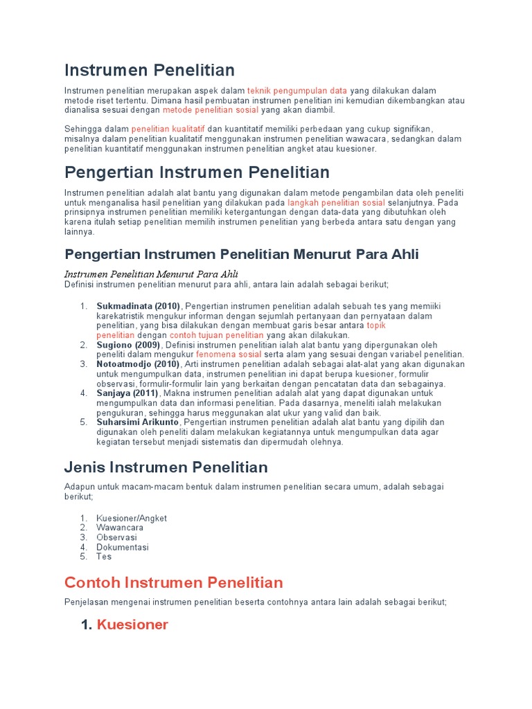 Instrumen Penelitian | PDF