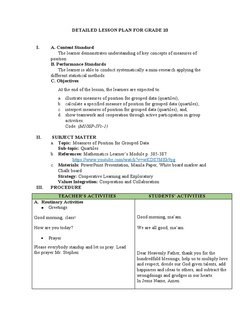 Measures of Position (Grouped Data) | PDF | Quartile | Percentile