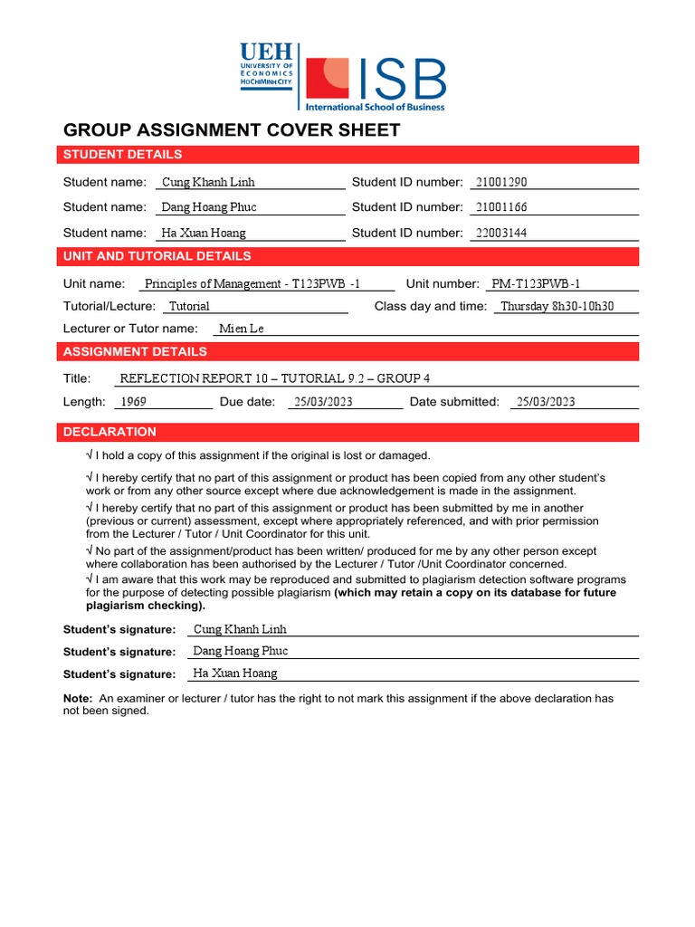 Reflection Report 10 Tutorial 9.2 PM-T123PWB-1 Group 4 | Download Free PDF | Incentive ...