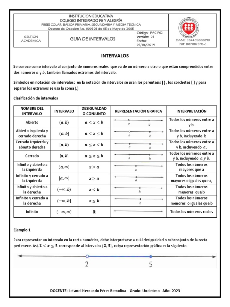 Guia de Intervalos | PDF | Intervalo (Matemáticas) | Objetos matemáticos