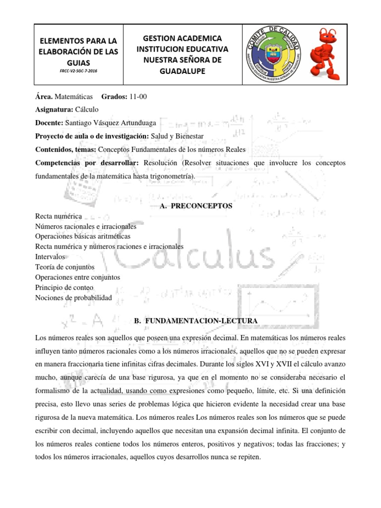 Guia de Matematica Grado Undecimo | PDF | Números | Número Real