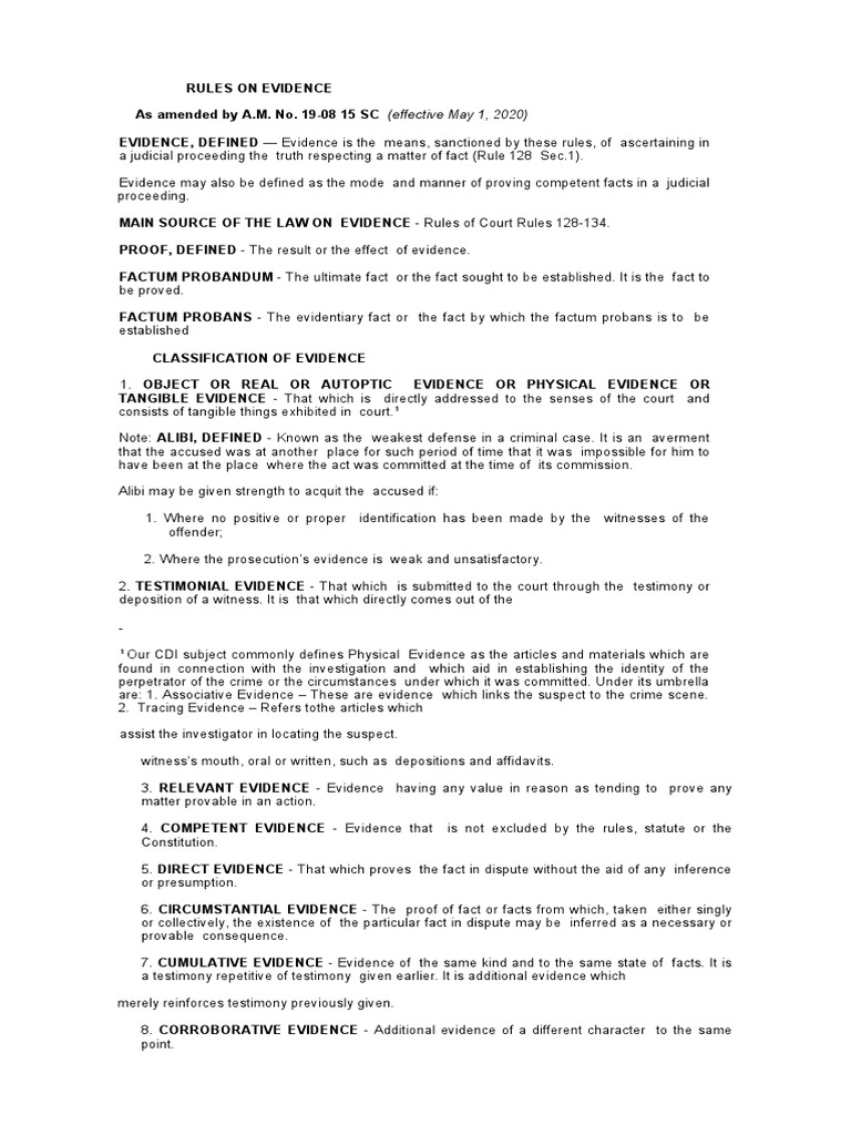 Overview of Evidence Rules and Types | PDF | Parol Evidence Rule ...
