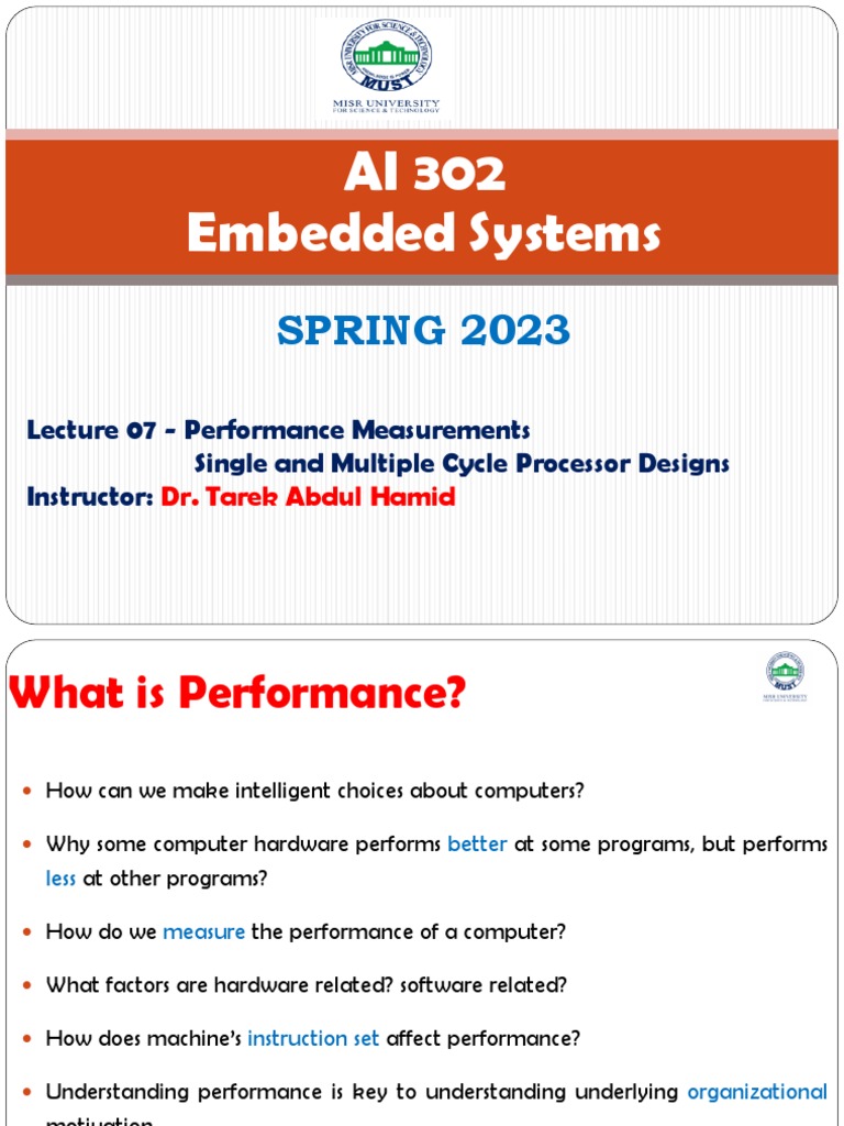 Lecture 07 - Performance Measurements - Single and Multiple Cycle Processor Designs | PDF ...