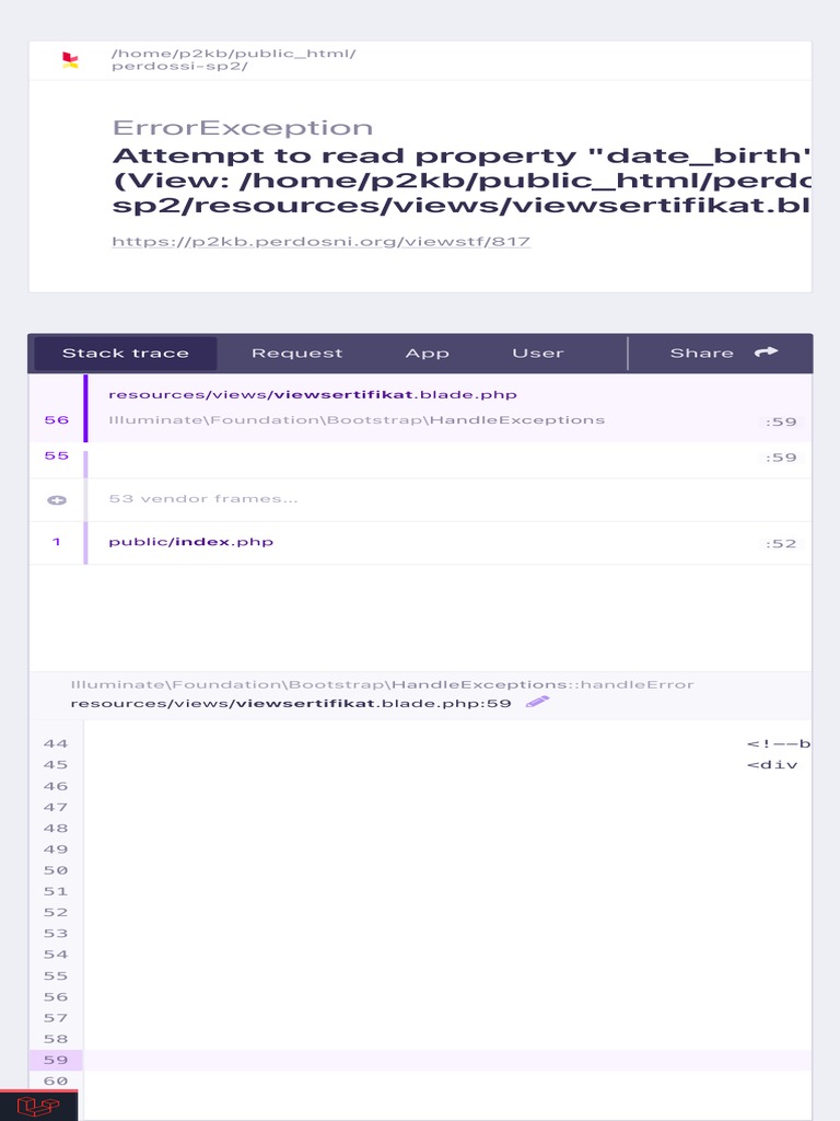 Attempt To Read Property Date Birth On Null View Homep2kbpublic Htmlperdossi 