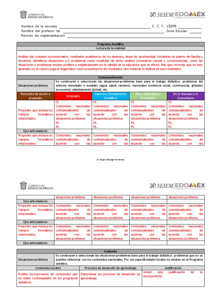 Formato Diseño Programa Analítico | PDF | Modificación de ...
