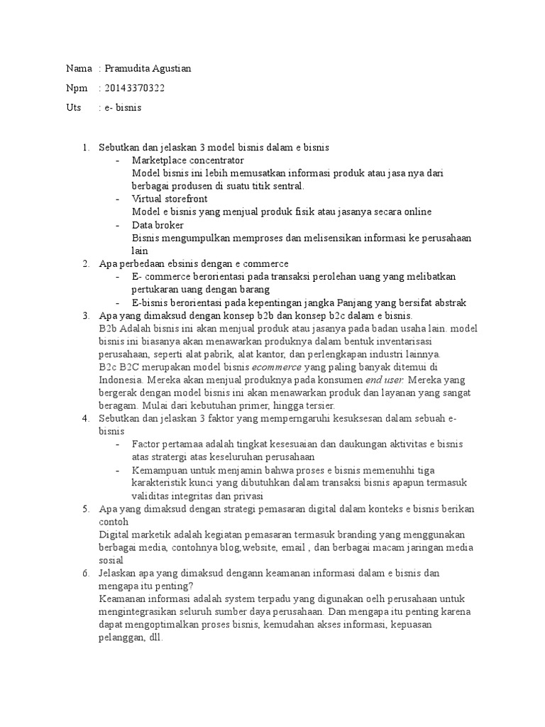 E Bisnis Uts | PDF