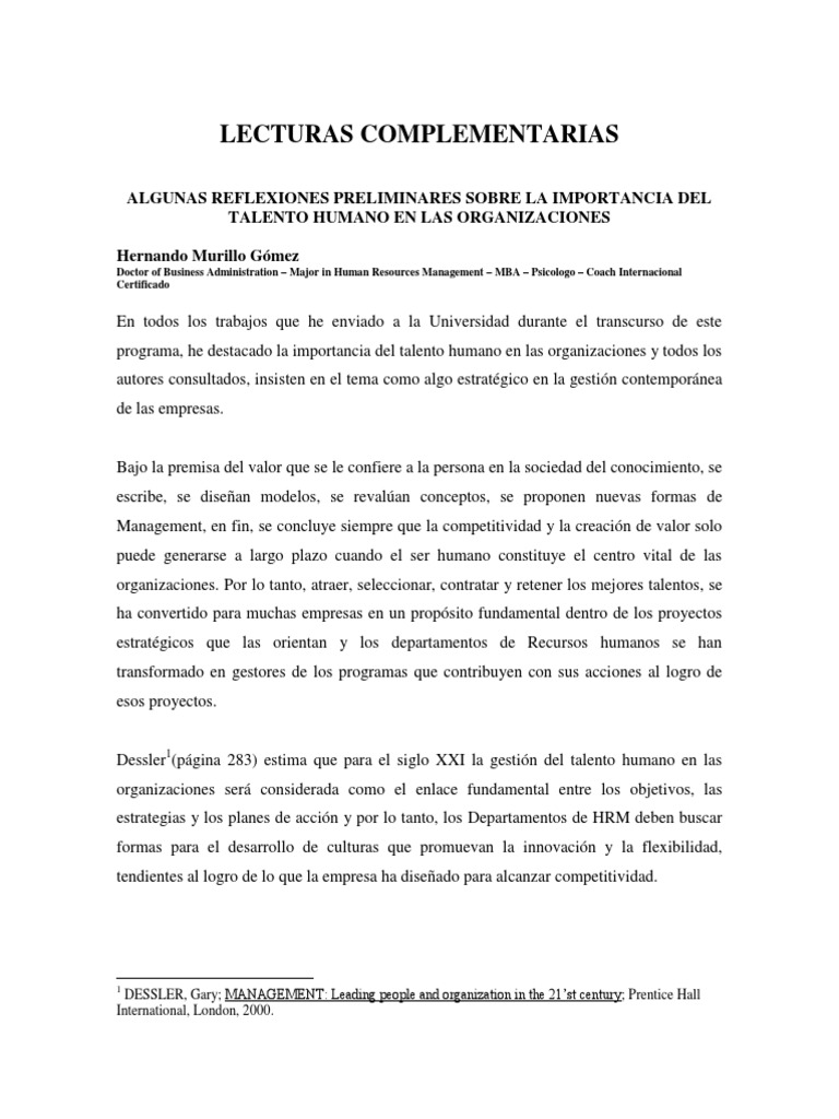 1 Módulo Lecturas Complementarias | Descargar gratis PDF | Mercado (economía) | Gestión del talento