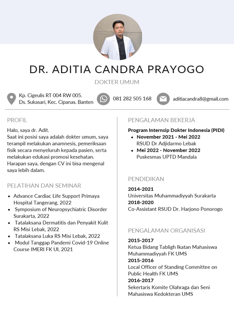 CV - Dr. Aditia Candra Prayogo | PDF