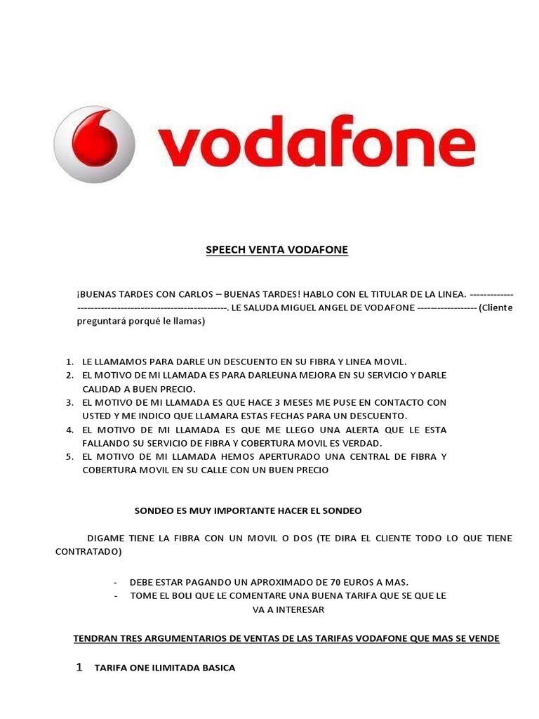Speech Vodafone | PDF | Teléfonos móviles | Industrias de servicio
