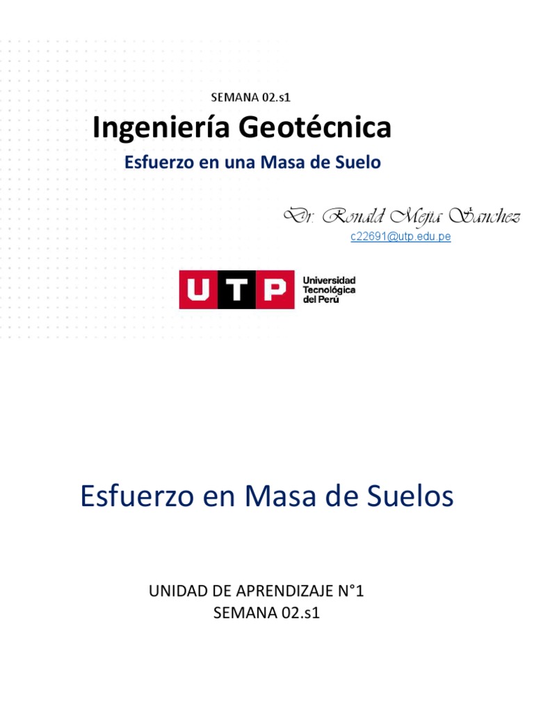 S02-s1-Esfuerzo en Masas de Suelo-Actualizado - Utp | PDF | Suelo | Ciencias fisicas