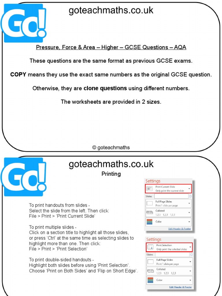 GCSE Pressure, Force & Area Questions | PDF | Force | Qualifications