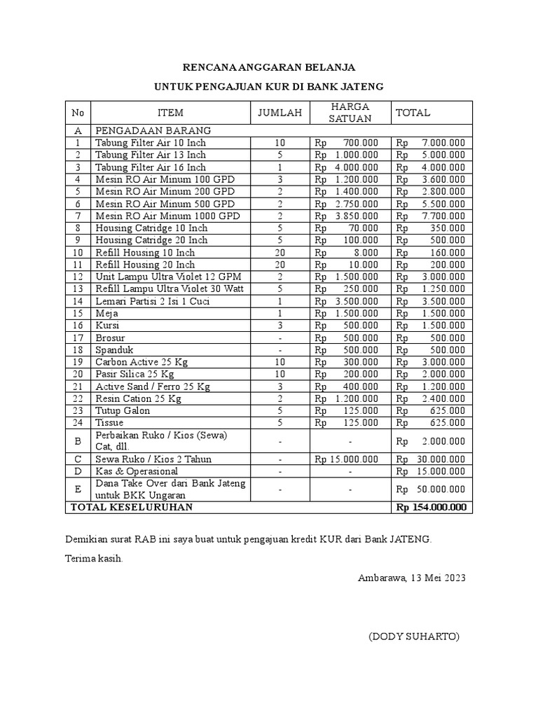 Rencana Anggaran Belanja | PDF