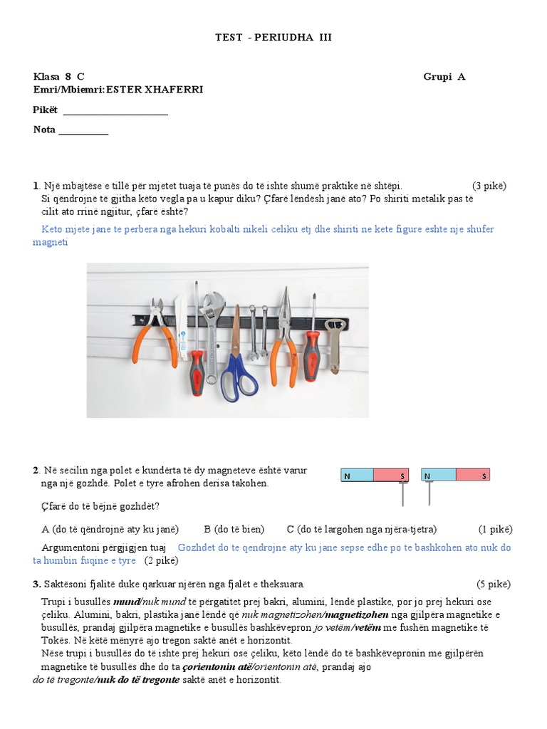 Fizika 8 - Test 3A | PDF