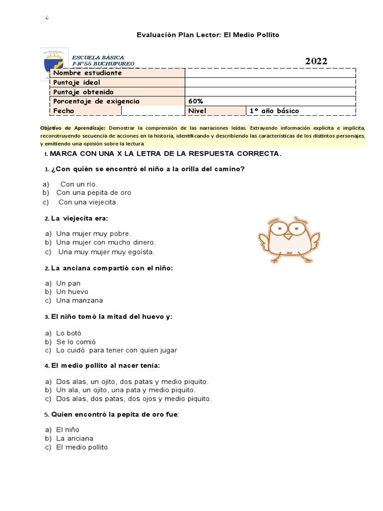Prueba El Medio Pollito 190416145039 | PDF