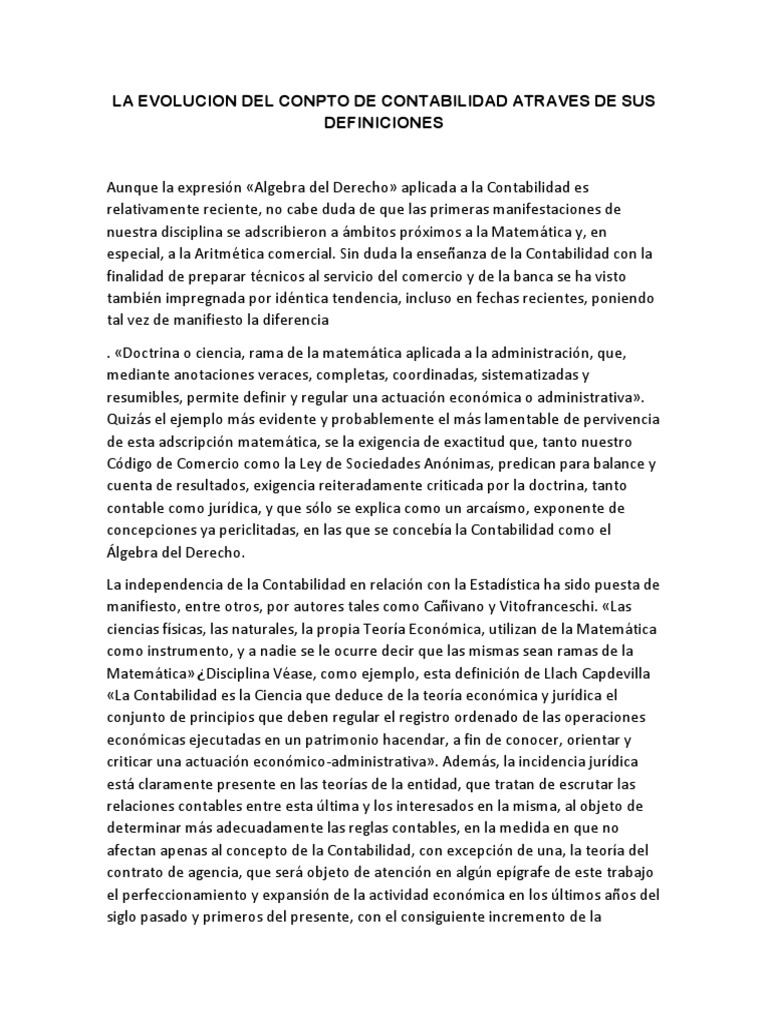 La Evolucion Del Conpto de Contabilidad Atraves de Sus Definiciones... | PDF | Contabilidad ...
