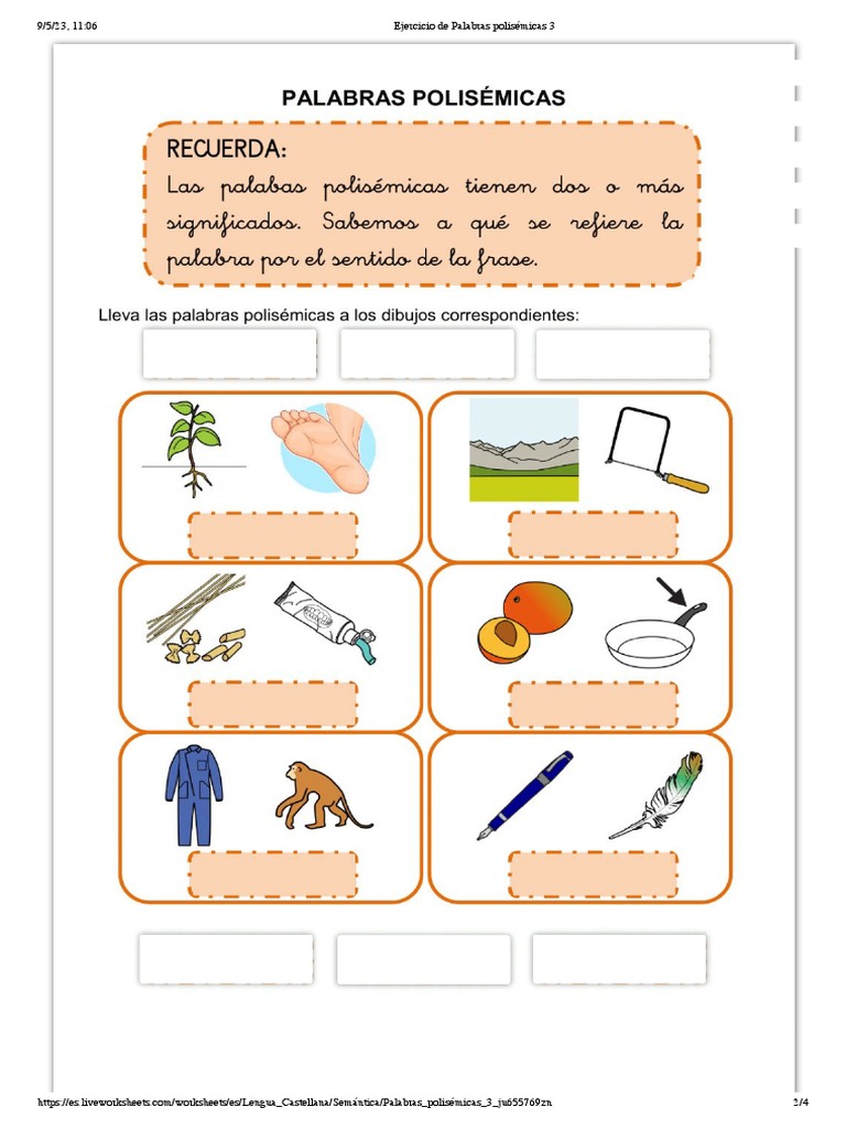 Ejercicio de Palabras Polisémicas 3 | PDF