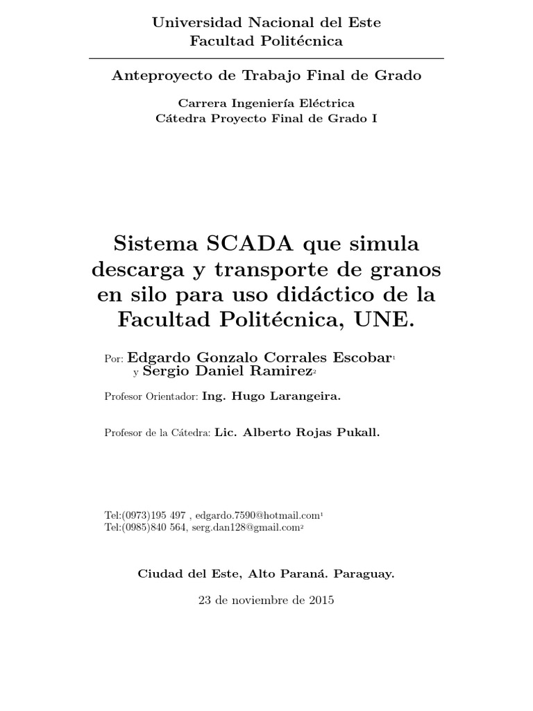 Simulación SCADA para Silo de Granos | PDF | Scada | Controlador lógico ...