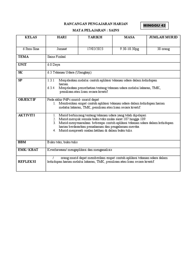 CONTOH RPH SAINS | PDF
