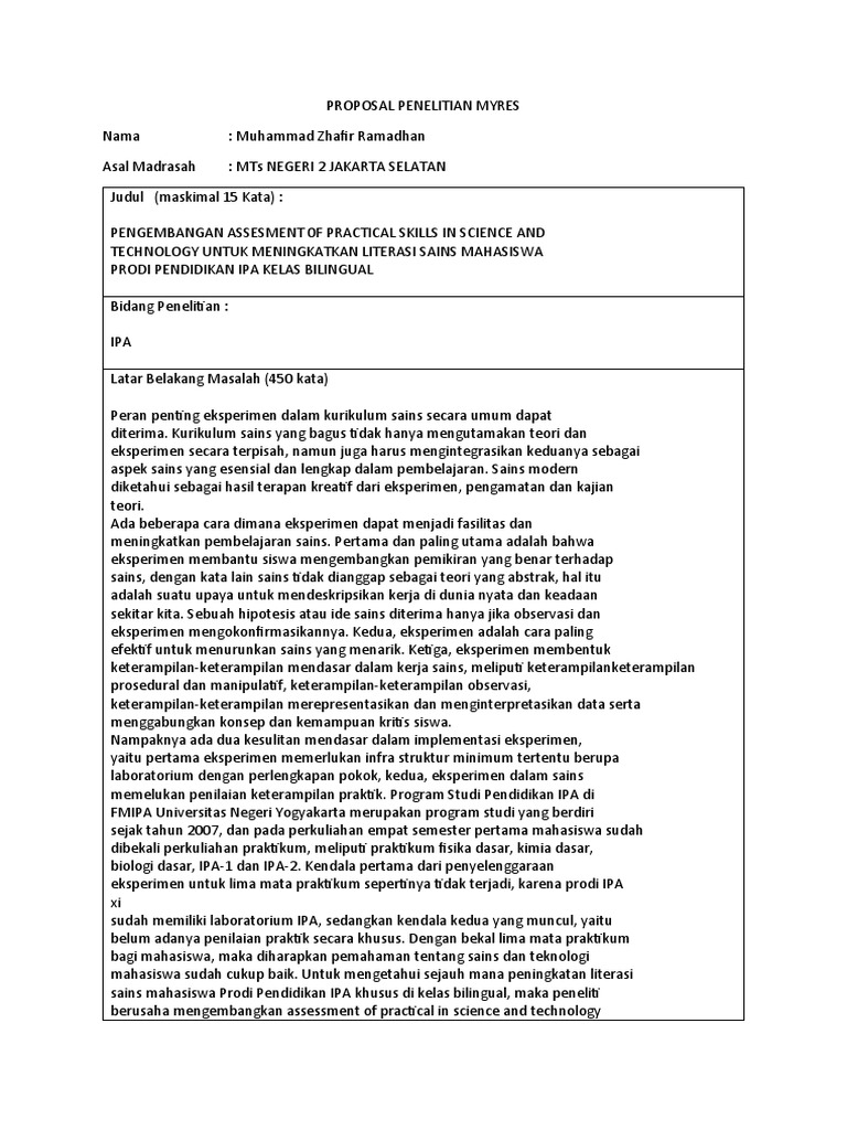 Template Proposal MYRES | PDF | Sains & Matematika