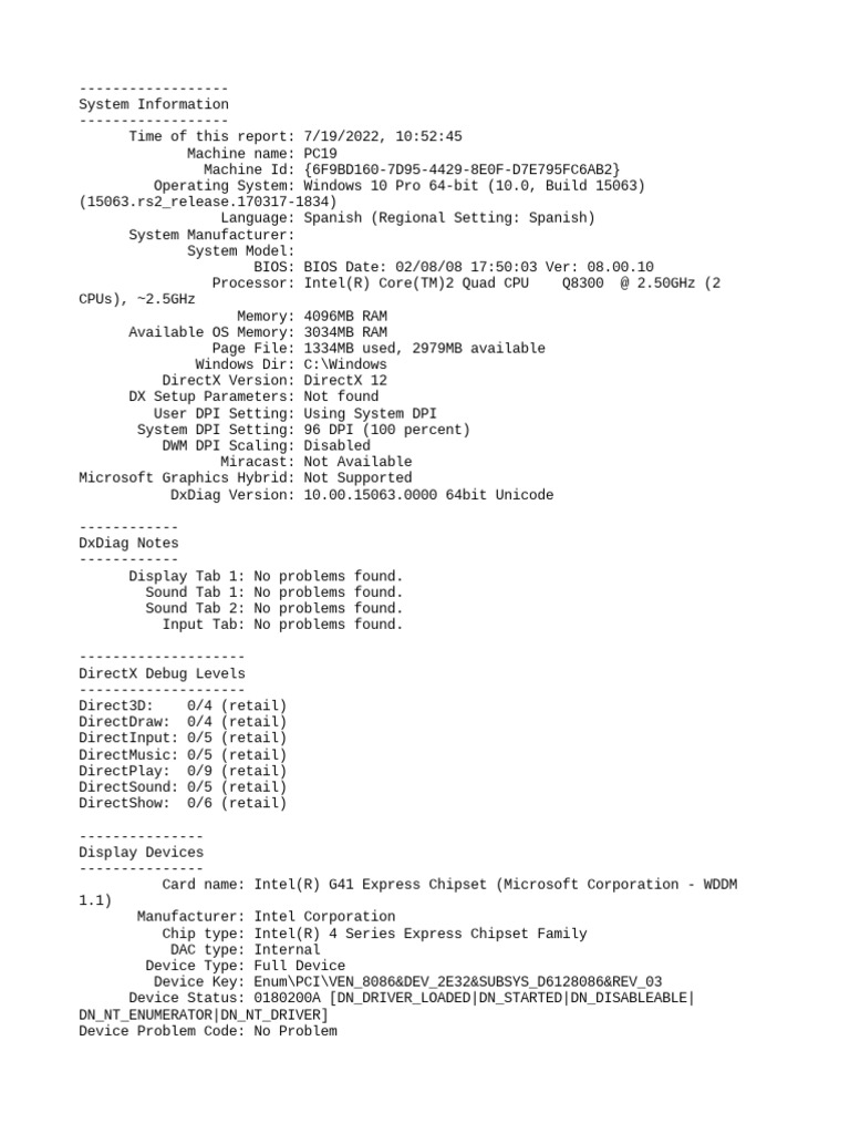 DxDiag PC19) | PDF | Codec | Device Driver