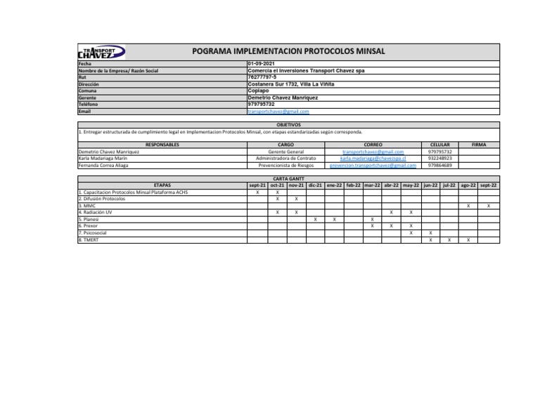 Programa Implementacion Protocolos Minsal | PDF