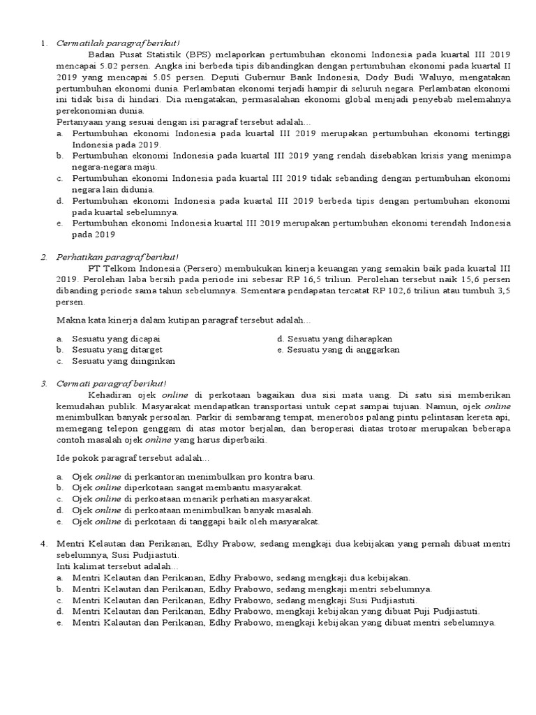 Soal Bahasa Indonesia Mami | PDF