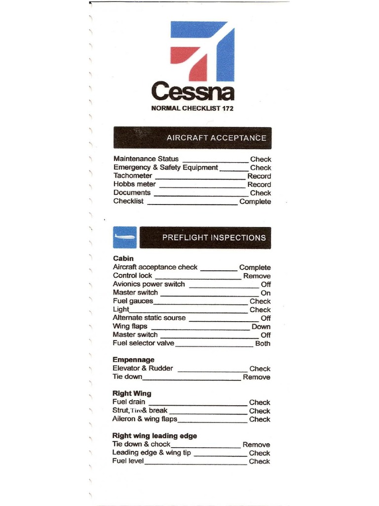C172 Checklist | PDF
