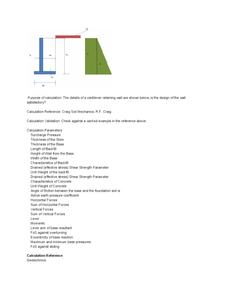 Cantilever Retaining Wall Analysis | PDF