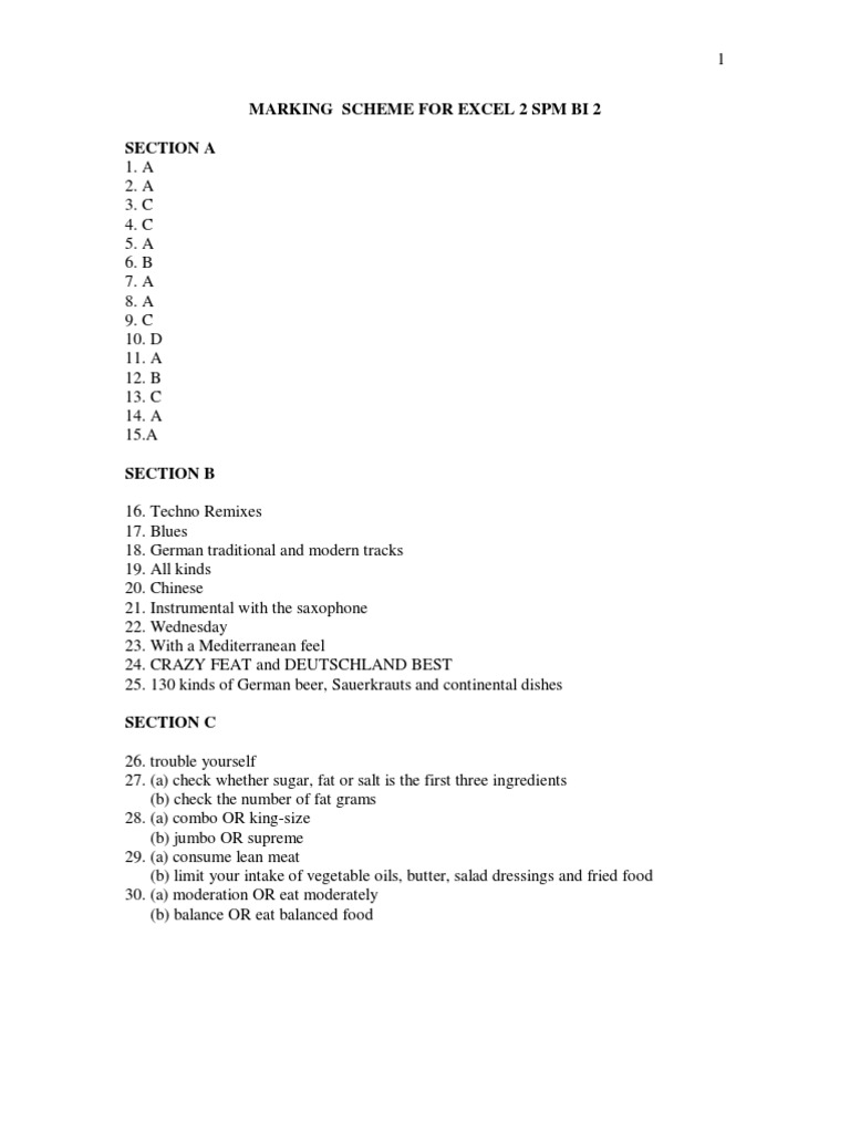 English Paper 2 Answer Sabah Excel Set 2 Com | PDF