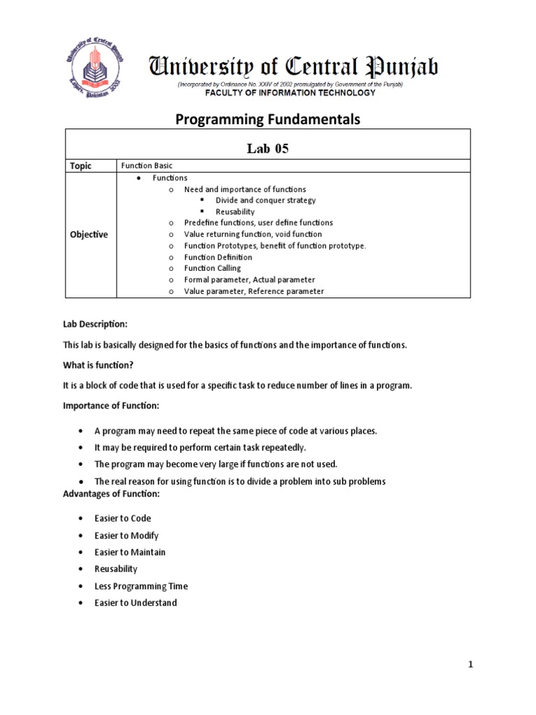 Pf Lab 03 Manual Pdf Parameter Computer Programming String Computer Science