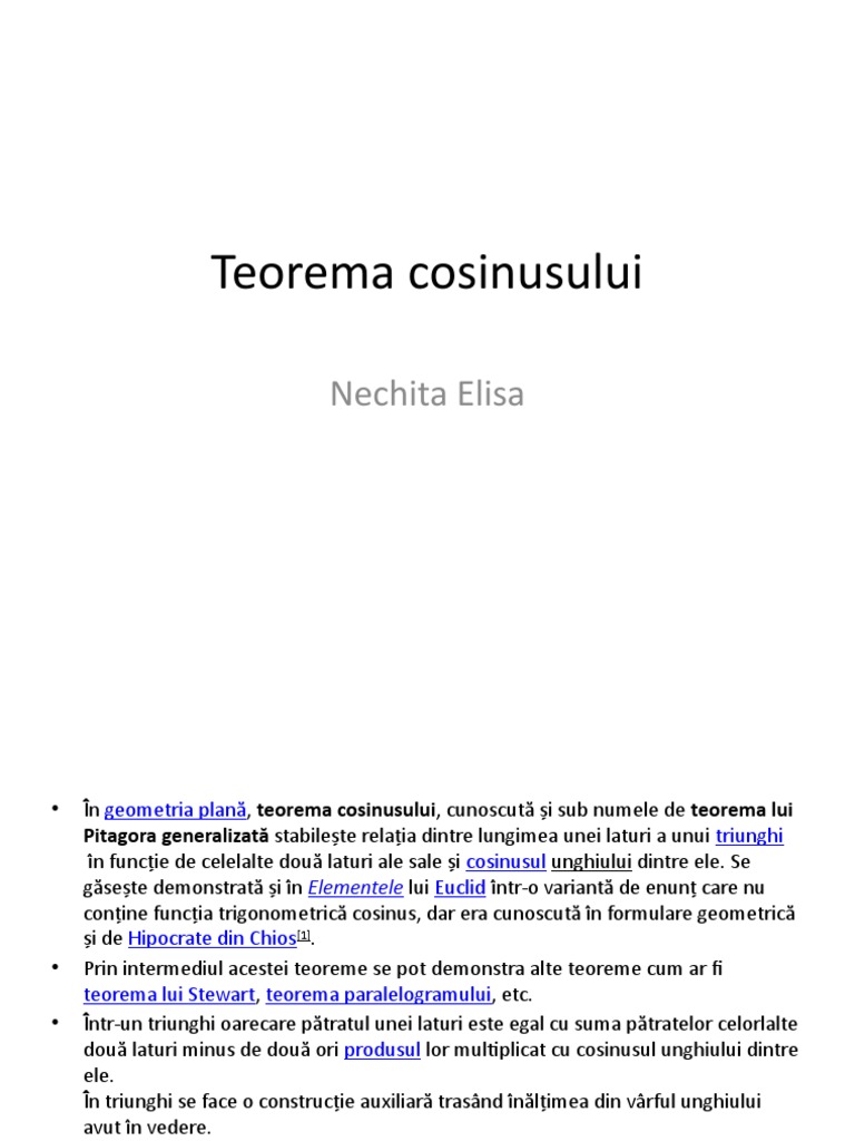 Teorema Cosinusului | PDF