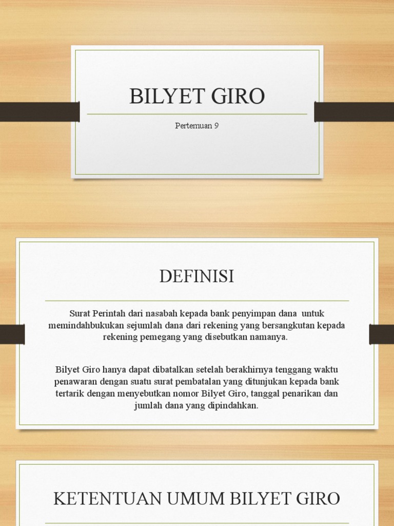 Panduan Lengkap Bilyet Giro dan Cek | PDF