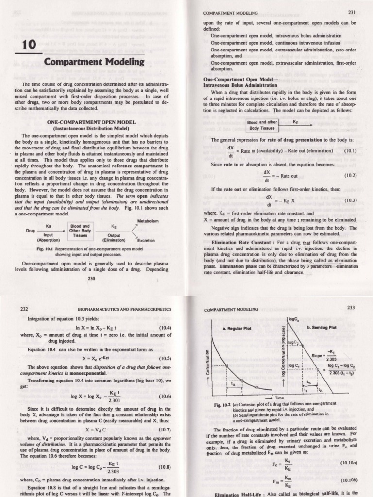 3.one Compartment Open Model | PDF | Pharmacokinetics | Pharmacology