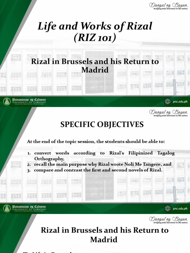 Lesson 8 Rizal To Brussels - PPTX (20230509083259) | PDF | Tagalog ...