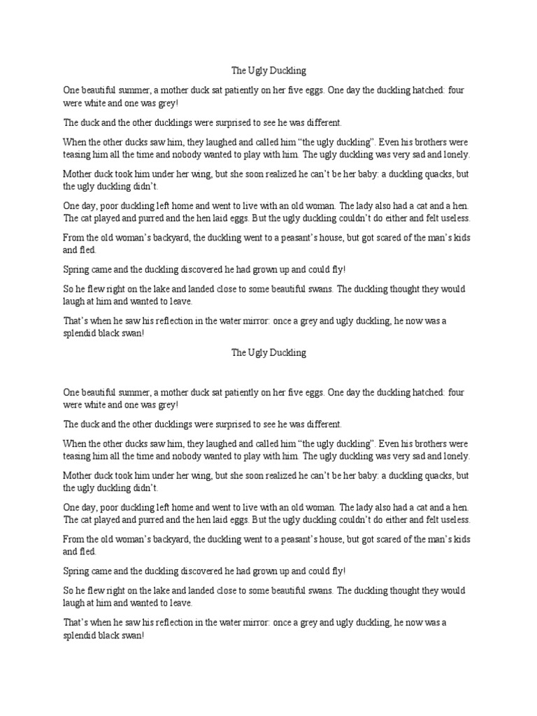 The Ugly Duckling | PDF | Duck | The Ugly Duckling