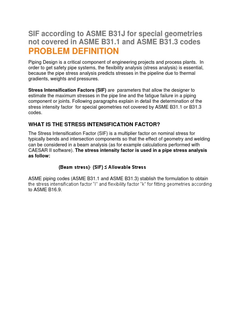 SIF ASME B31J For Special Geometries Not Covered in ASME B31 | PDF ...