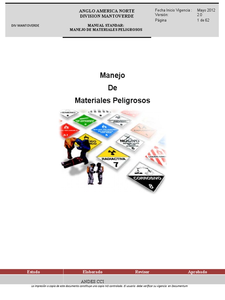 Manual Estándar para El Manejo de Materiales Peligroso | PDF | Mercancías peligrosas | Agua
