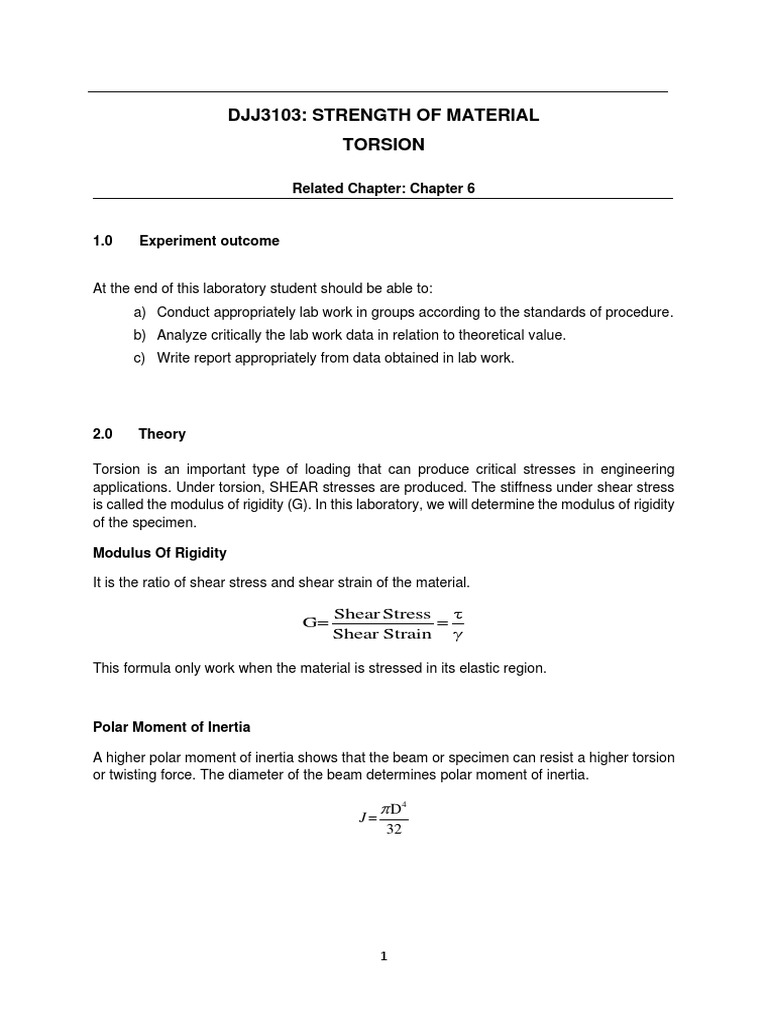 Torsion Test | PDF | Young's Modulus | Stress (Mechanics)