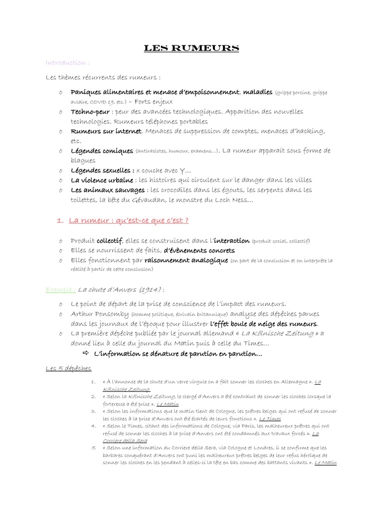 Comprendre les rumeurs et leur impact | PDF | Théorie du complot | Mémoire