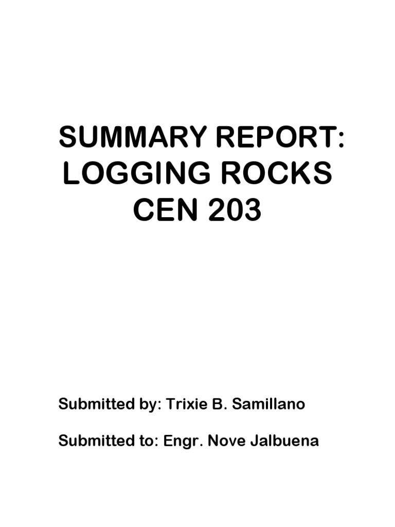 Summary Report Rock Logging | PDF | Geology | Rock (Geology)